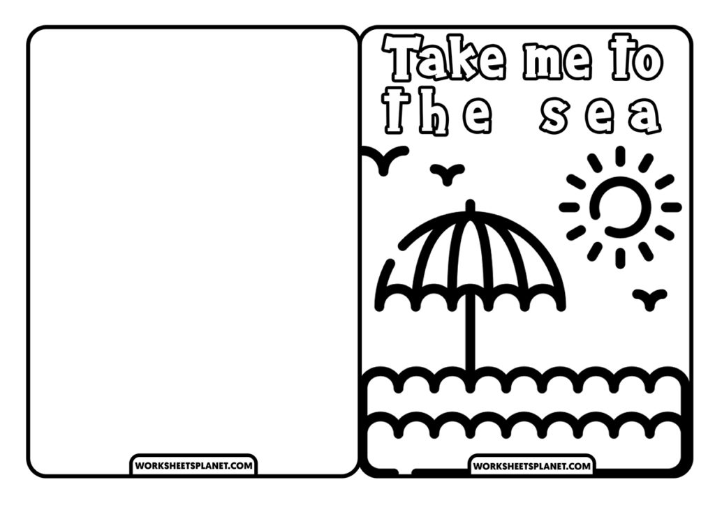 Summer Cards for Coloring - Worksheets Planet