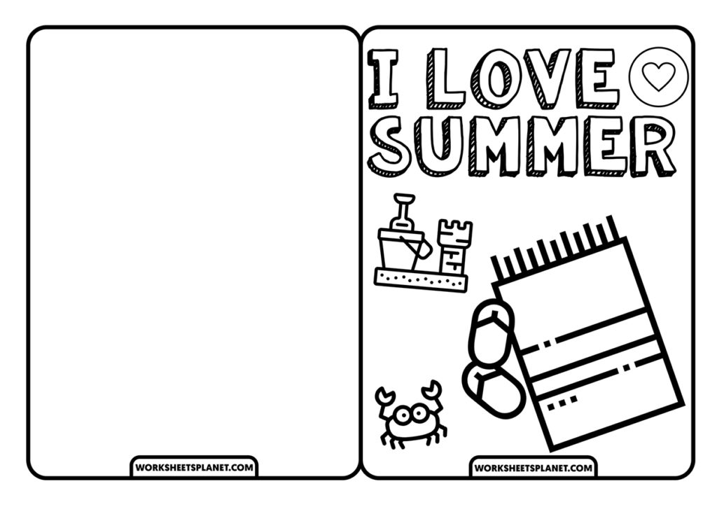 Summer Cards for Coloring - Worksheets Planet