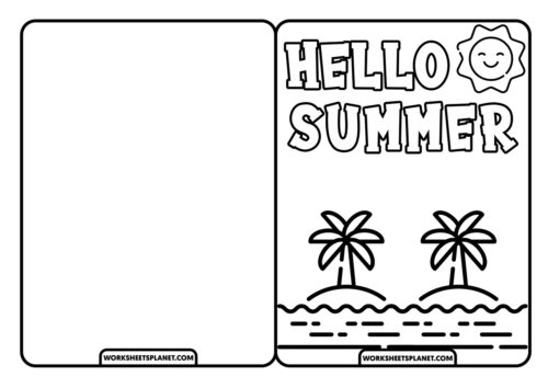 Summer Cards for Coloring - Worksheets Planet