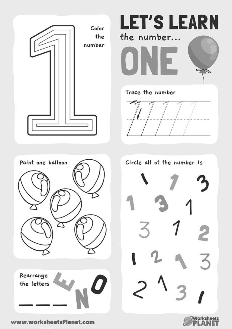 Learning Numbers Worksheets for Kindergarten