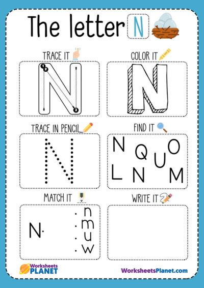 Letter N Worksheet