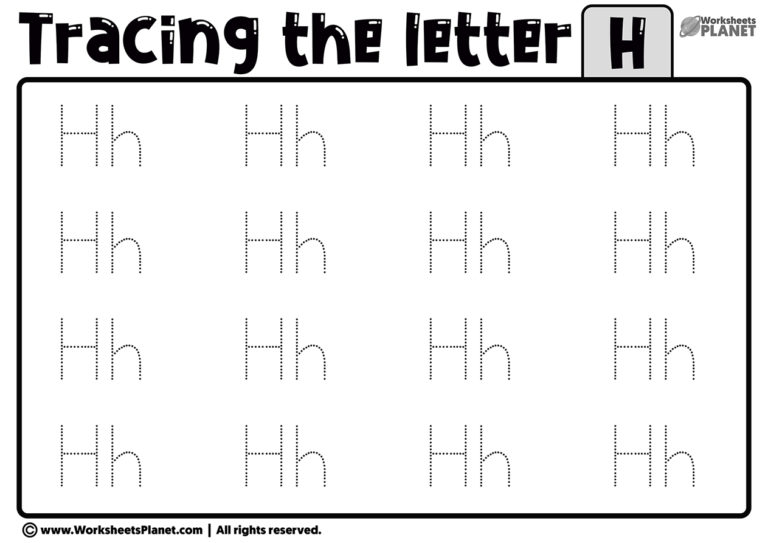 Tracing Letter H Worksheet Tracing Letter H Worksheet
