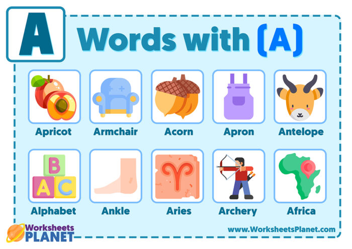Words that start with Letter A | Vocabulary List of words with A