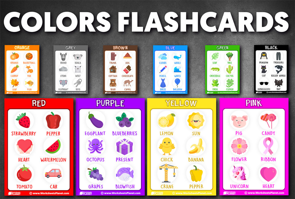 Learning Colors Flashcards - Worksheets Planet