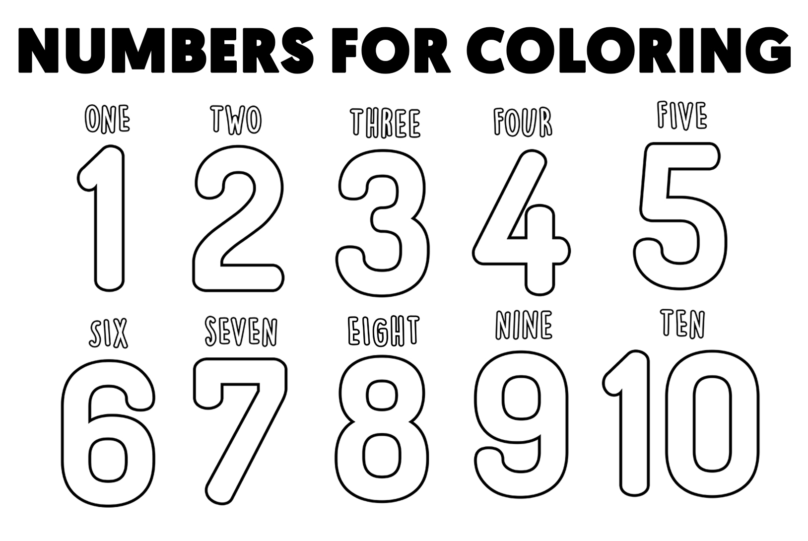 Numbers For Coloring Worksheets For Kids Numbers For Coloring Worksheets For Kids