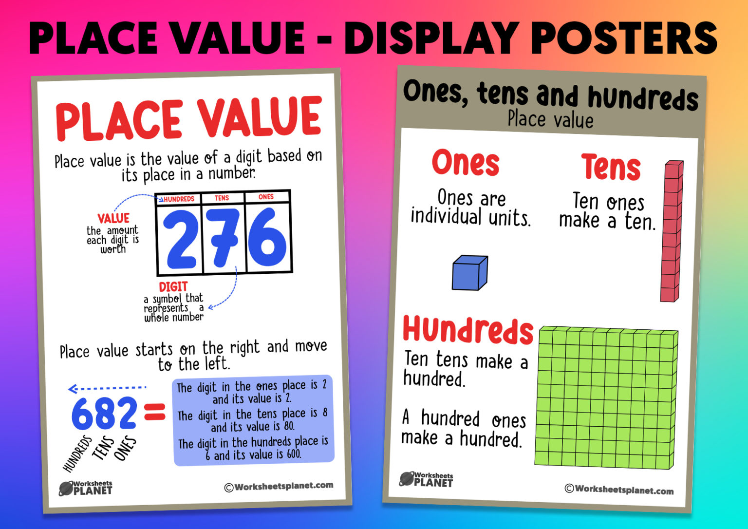Ones, Tens and Hundreds Activities - Place Value Worksheets