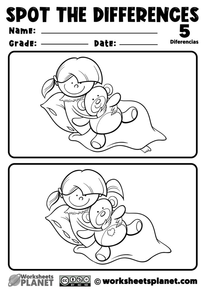 Spot the Difference Pictures for Kids | Find the differences Worksheets