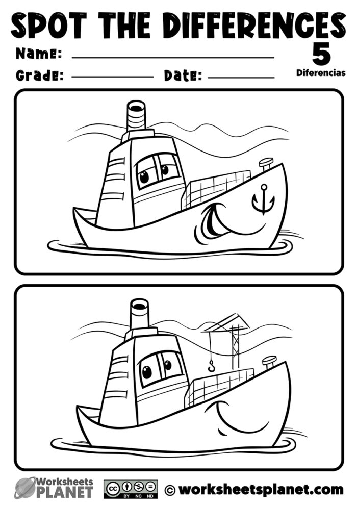 Spot the Difference Pictures for Kids | Find the differences Worksheets