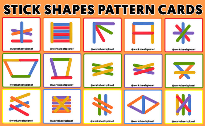 Stick Shapes Pattern Cards for Kids | Printable Activity