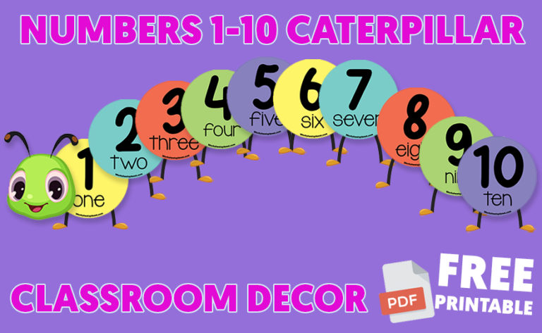 Caterpillar Classroom Decoration: Numbers From 1 to 10