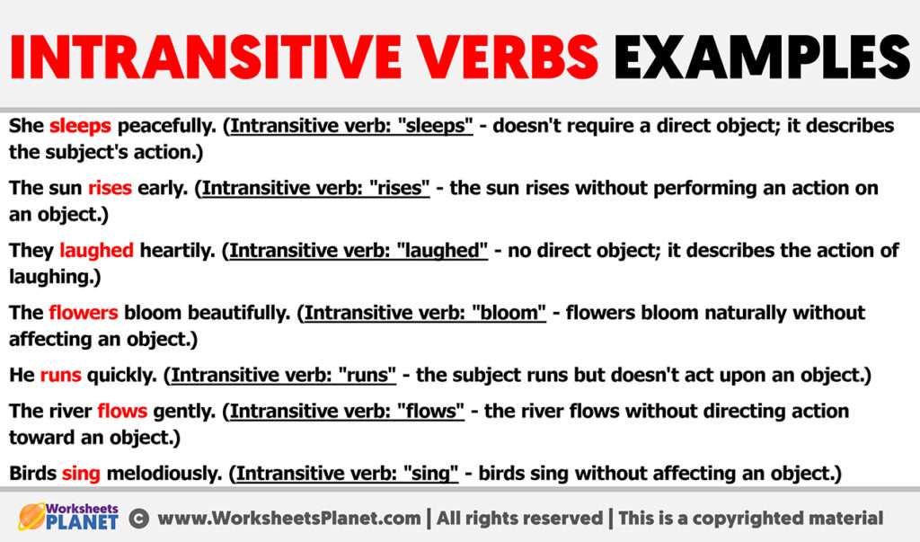 Intransitive Verbs Examples