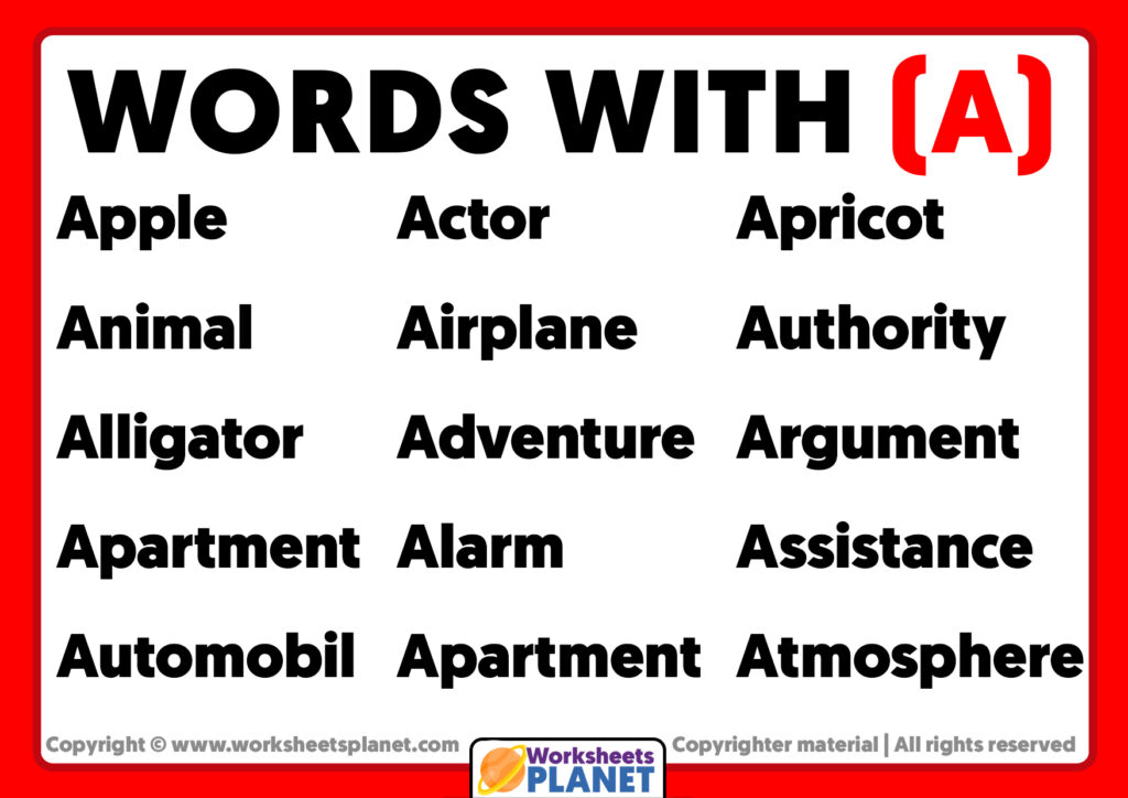 Words with A | Words that start with A