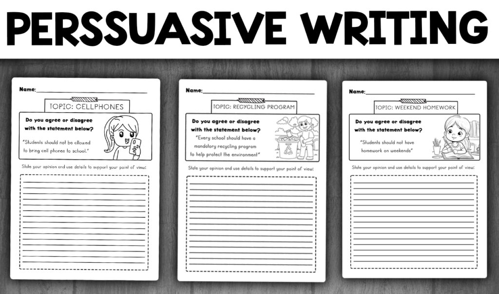 Perssuasive Writing Worksheets for Kids