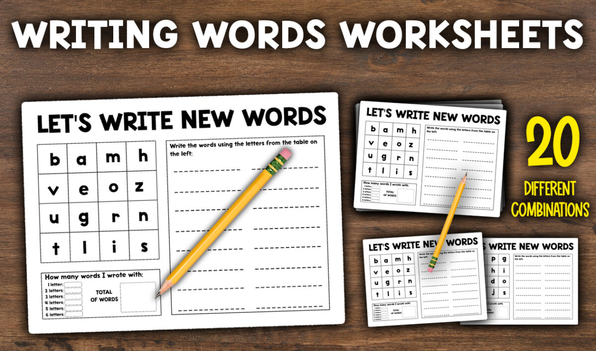 Writing Words Activity Worksheets