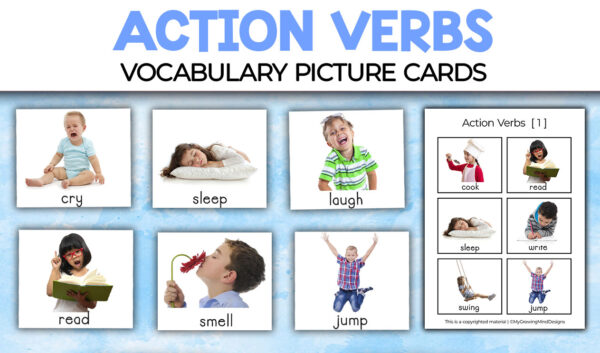 Action Verbs Picture Cards Flashcard