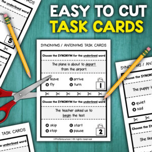 Synonyms and Antonyms Activity | Context Clue Task Cards