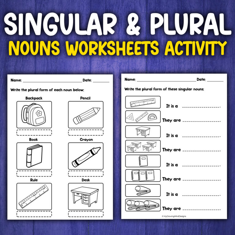 Singular and Plural Nouns Worksheets | 1st & 2nd Grade Activity