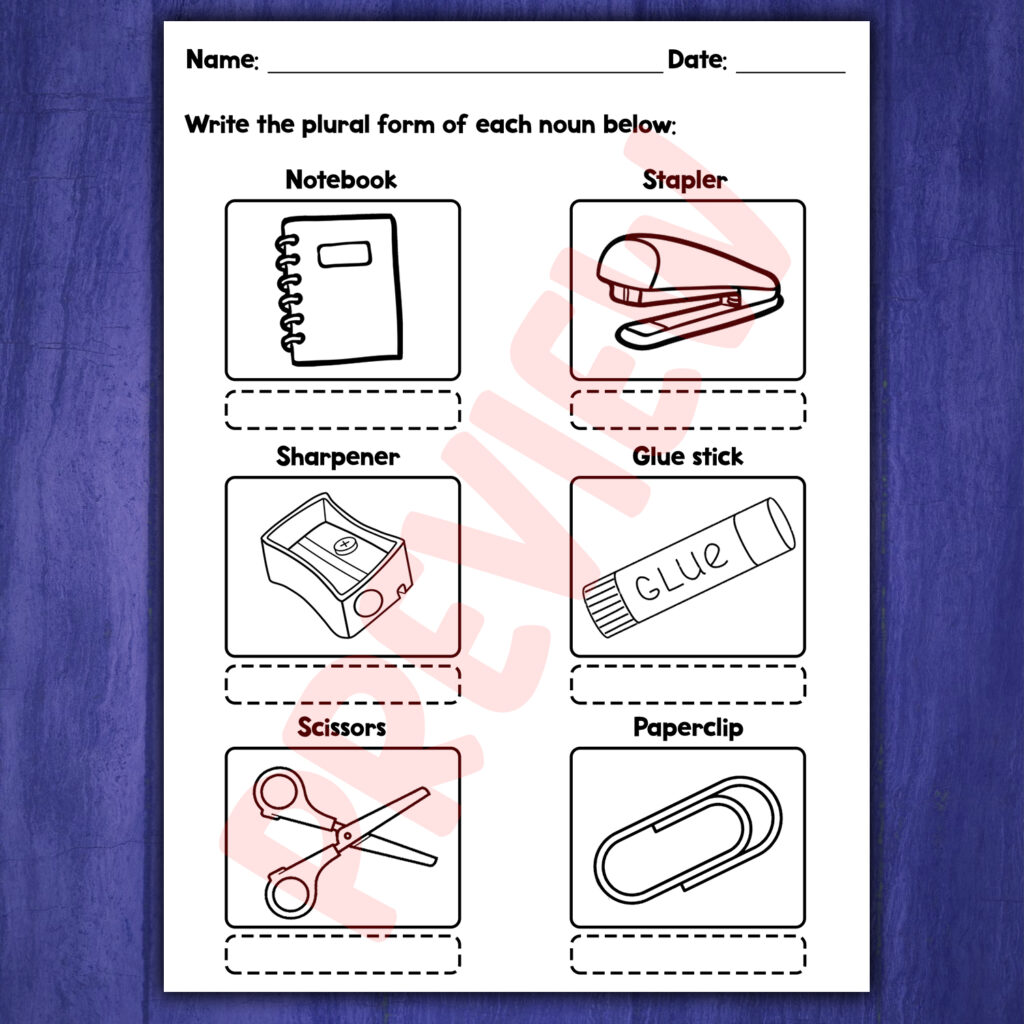 Singular and Plural Nouns Worksheets | 1st & 2nd Grade Activity