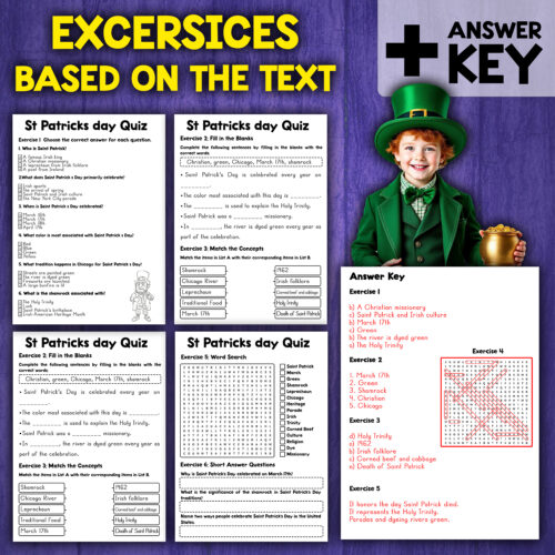 St Patrick's Day Reading Comprehension Passages + Questions