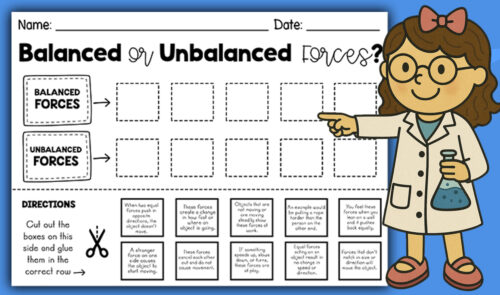 Balanced and Unbalanced Forces Worksheet