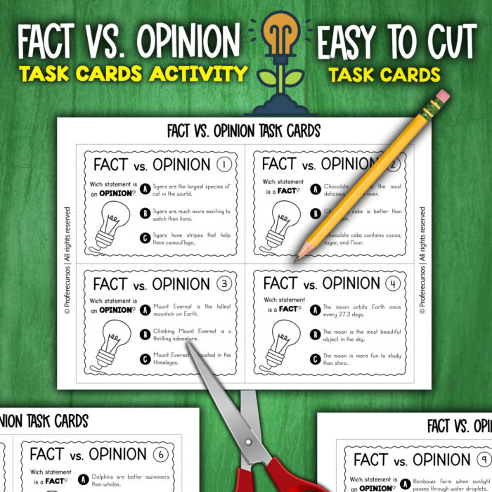 Fact or Opion Activity | Grade 3rd to 6th